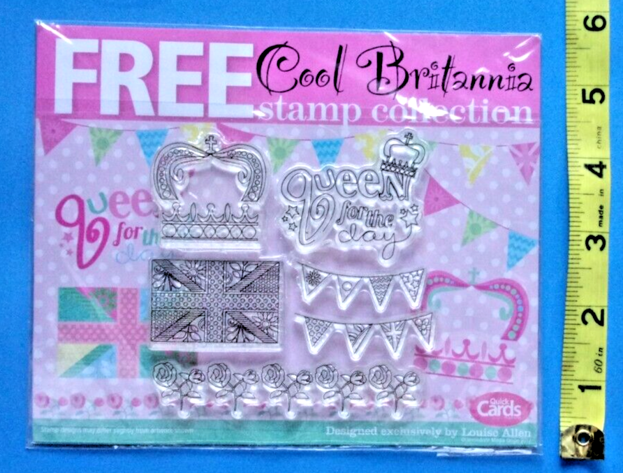 buy4=freeship 6 clear stamps Cool Britannia flowers crown flags | eBay