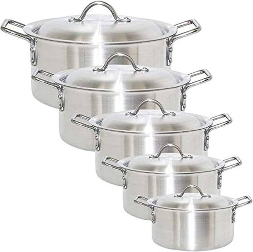 10PC Heavy Duty Aluminium Cooking Boiling Deep Catering Stockpots ...