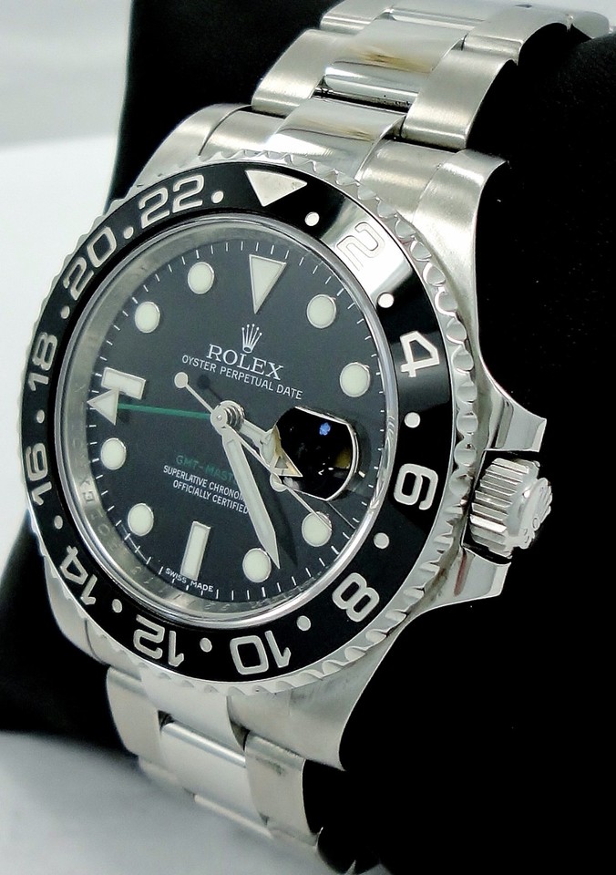 Rolex GMT-MASTER II 116710 oyster Steel Black Ceramic Bezel Watch MINT ...