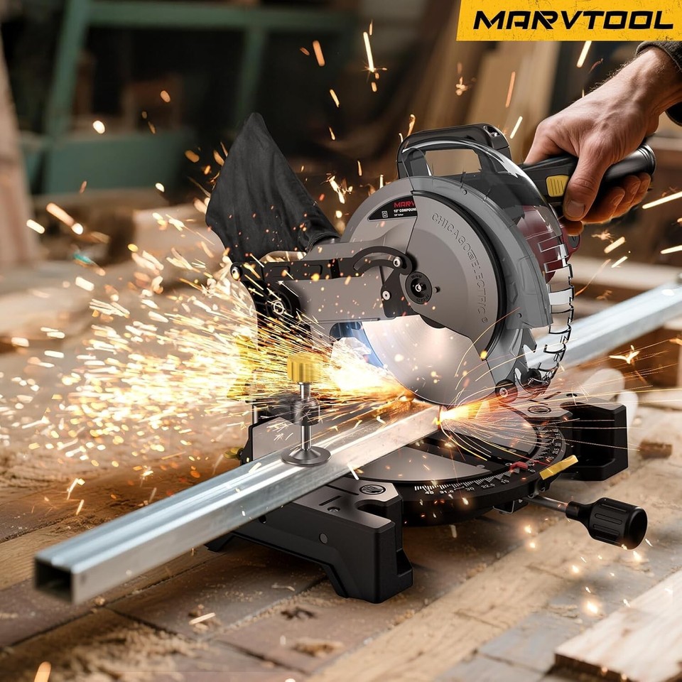 Miter Saw 10 inch chop saw Compound Miter Saw 15Amp 40T TCT Miter Saw ...