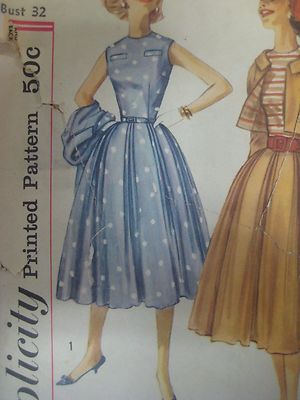 Vtg 60's Simplicity 2368 DRESS w/ WELT TRIM & JACKET Sewing Pattern ...