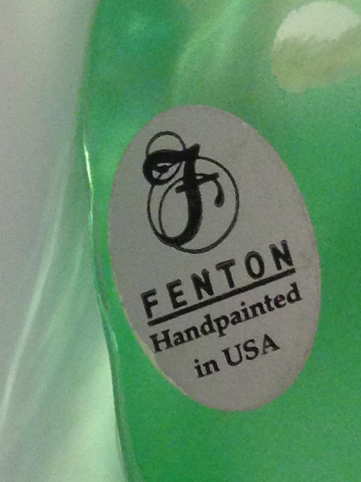 ️FENTON NEW IRIDESCENT GREEN BIRD ON STUMP Glass Hand Painted Sticker ...