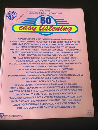 1980s WB Music 50 Easy Listening Easy Piano PF0150 ULTRA RARE W/Rare ...