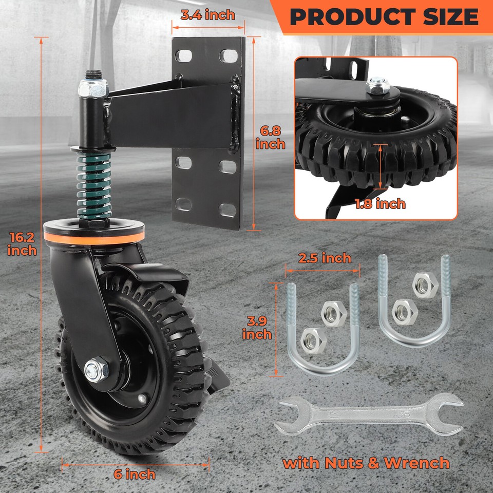 2pack 6inch Gate Wheel with Brake, Moves Smoothly Fence Gate Wheel, 600 ...