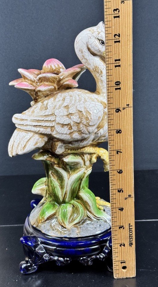 Vintage Majolica Crane Ceramic Sculpture 13” X 5” Bird Figurine | eBay