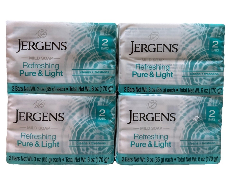 Jergens Mild Soap, Refreshing Pure And Light. 4 Pack, 8 Bars 3 Oz ea ...