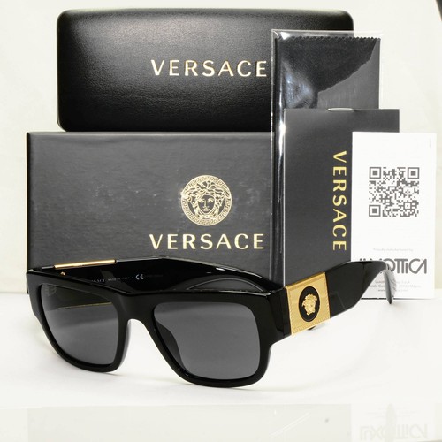 Versace Sunglasses Black Medusa Gold Square Biggie MOD VE 4406 GB1/87 ...