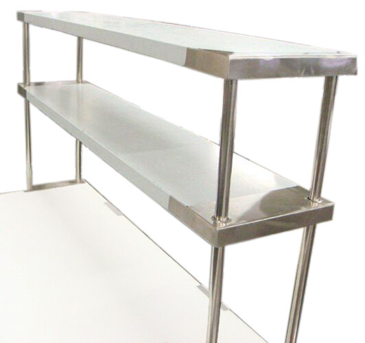 2000 x 300mm STAINLESS STEEL BENCH DOUBLE OVERSHELF KITCHEN FOOD PREP ...