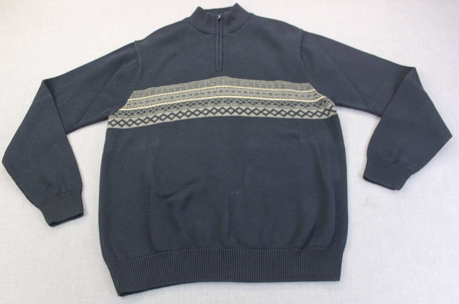 DAVID TAYLOR COLLECTION Mens NAVY BLUE STRIPED 1/2 ZI… - Gem