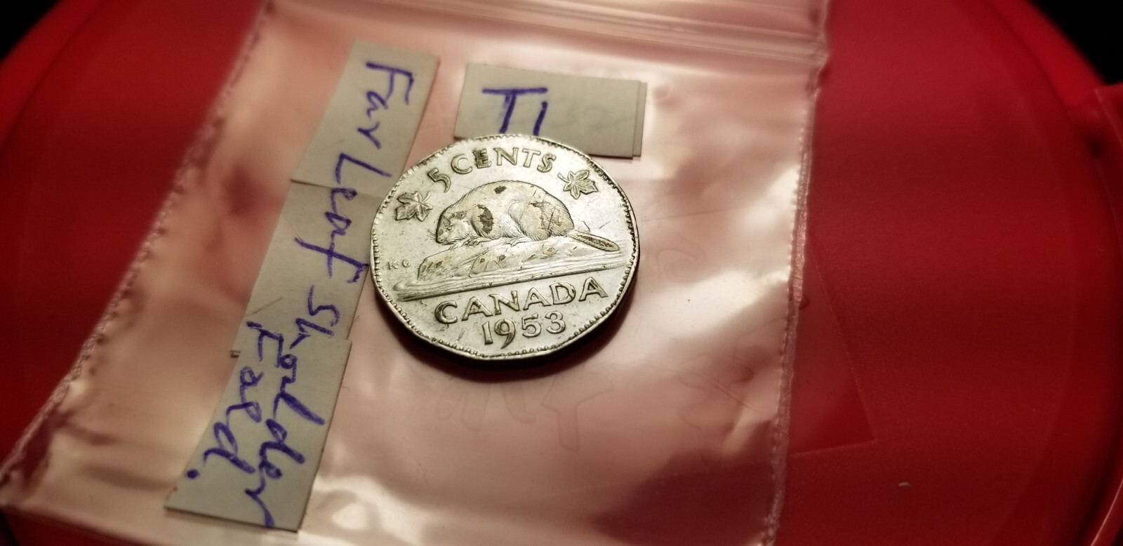 1953 Far Leaf Shoulderfold Mule Error Canada Extremely Rare 5 Cent Coin ...