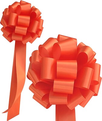 Big Decorative Orange Pull Bows with Long Tails - 9" Wide, Set of 6 ...