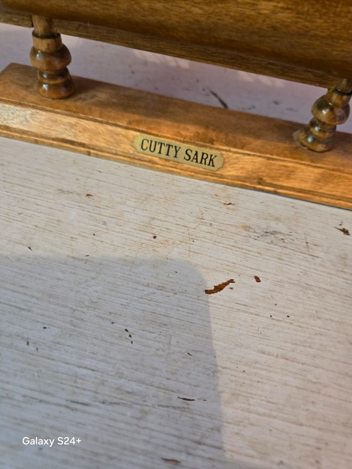 Vtg Cutty Sark Clipper Ship Wooden Model Rigging 14” L 14.5” H 15 ...