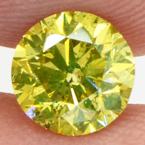 Round Shape Diamond Fancy Yellow Color Loose SI1 Enhanced Polished 0.94 ...