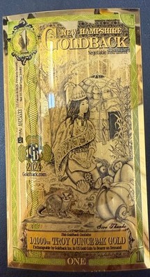 New Hampshire 1 Goldbacks Gold Notes 1/1000th Troy Oz 24KT Goldback Unc ...