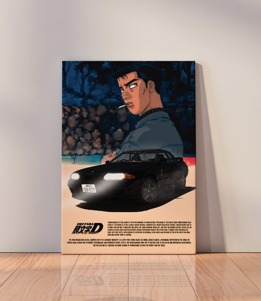 Initial D - "Night Kids" Takeshi Nakazato Skyline R32 CANVAS FRAMED ...
