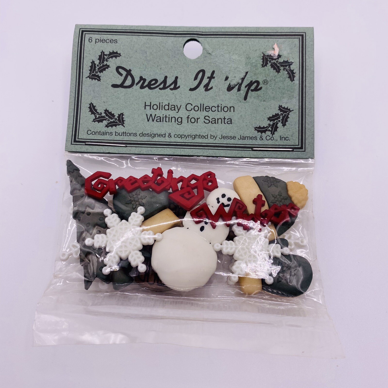 Dress It Up Holiday Collection Waiting For Santa 6 Buttons New ...
