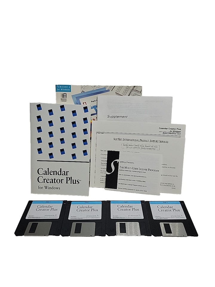 Vintage Spinnaker Calendar Creator Plus Version 2 for Windows 95 ...