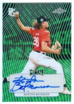 BOSTON BATEMAN "GREEN METAL AUTOGRAPH /6" LEAF PERFECT GAME SHOWCASE ...