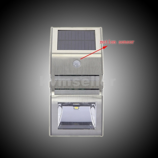 1-PCS Dual-LED Solar Powered Motion Sensor Light Wall Garden Lamp ...