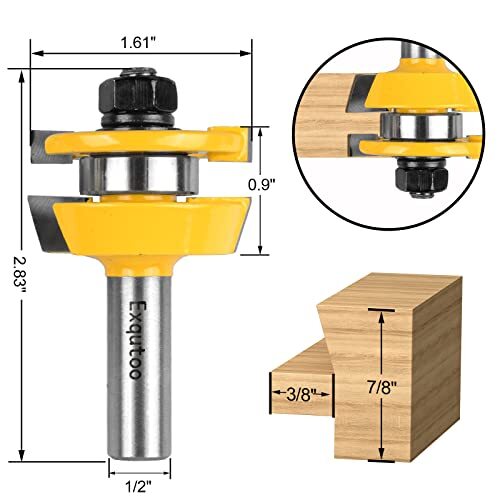 1/2-Inch Shank 2 Set Bevel Shaker Rail and Stile Router Bits, Rail and ...