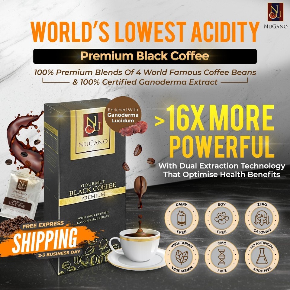 10x Nugano Black Coffee Ganoderma Lucidum Reishi Sugar Free & Immune ...