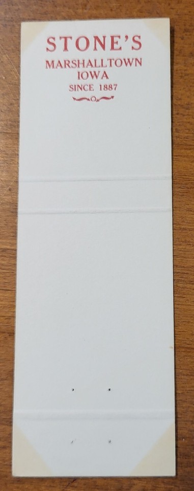 Matchcover Stone's Restaurant Marshalltown Iowa Music Treble Clef Train ...