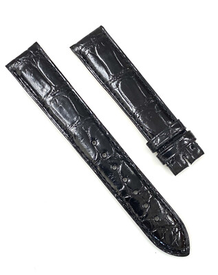 Genuine Zenith 18mm x 16mm Shiny Black Alligator Leather Watch Band ...
