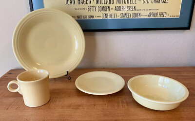 Fiestaware Pale Yellow 4-Piece Complete Place Setting Fiesta Retired ...