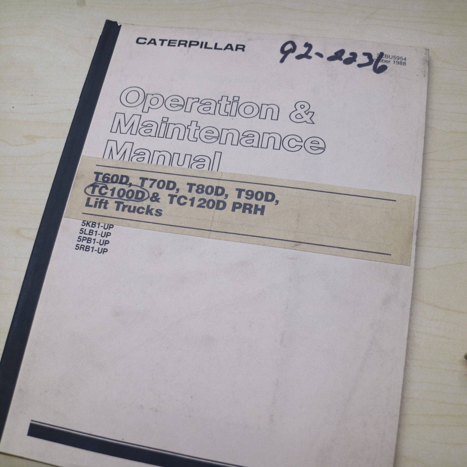 CAT T60D T70D T80D T90D TC100D TC120D PRH Forklift Operator Maintenance ...