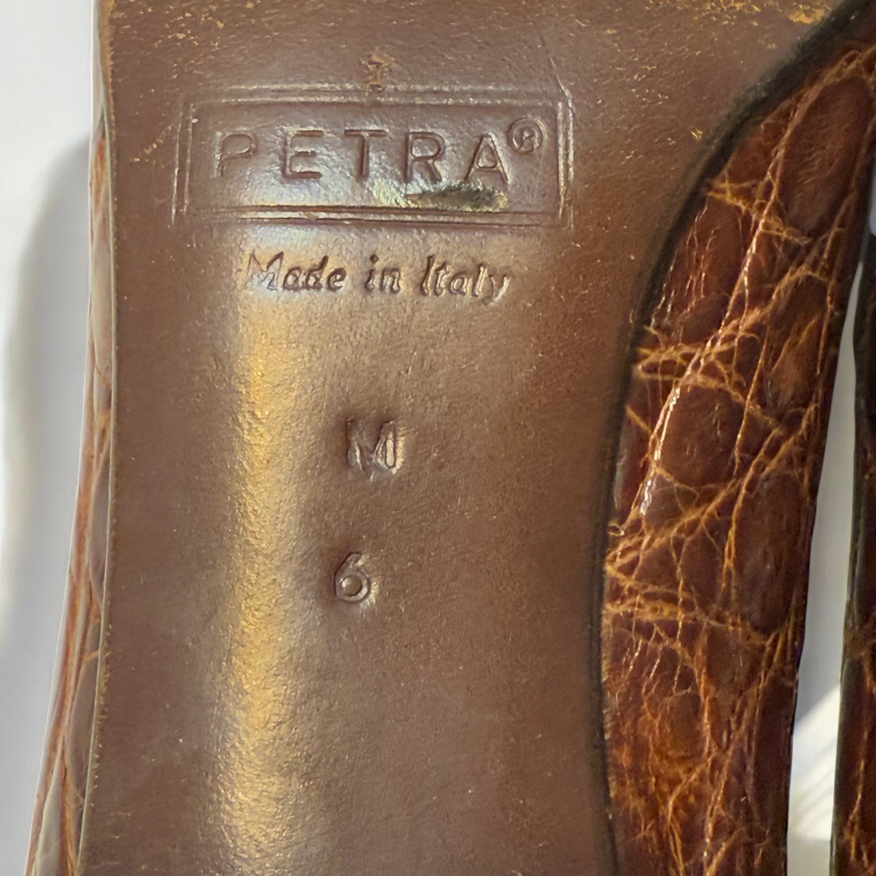 Vintage Petra Firenze Brown Pumps Exotic Alligator Skin Shoes Retro ...