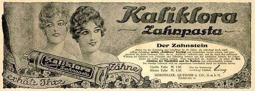 Kaliklora toothpaste German 1918 ad Lady smile teeth advertising hair ...