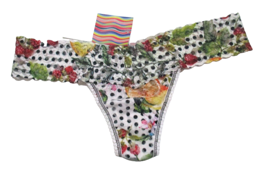 HANKY PANKY ONE SIZE OS THONG 4911 LOW RISE MULTICOLOR FLORAL NYLON ...