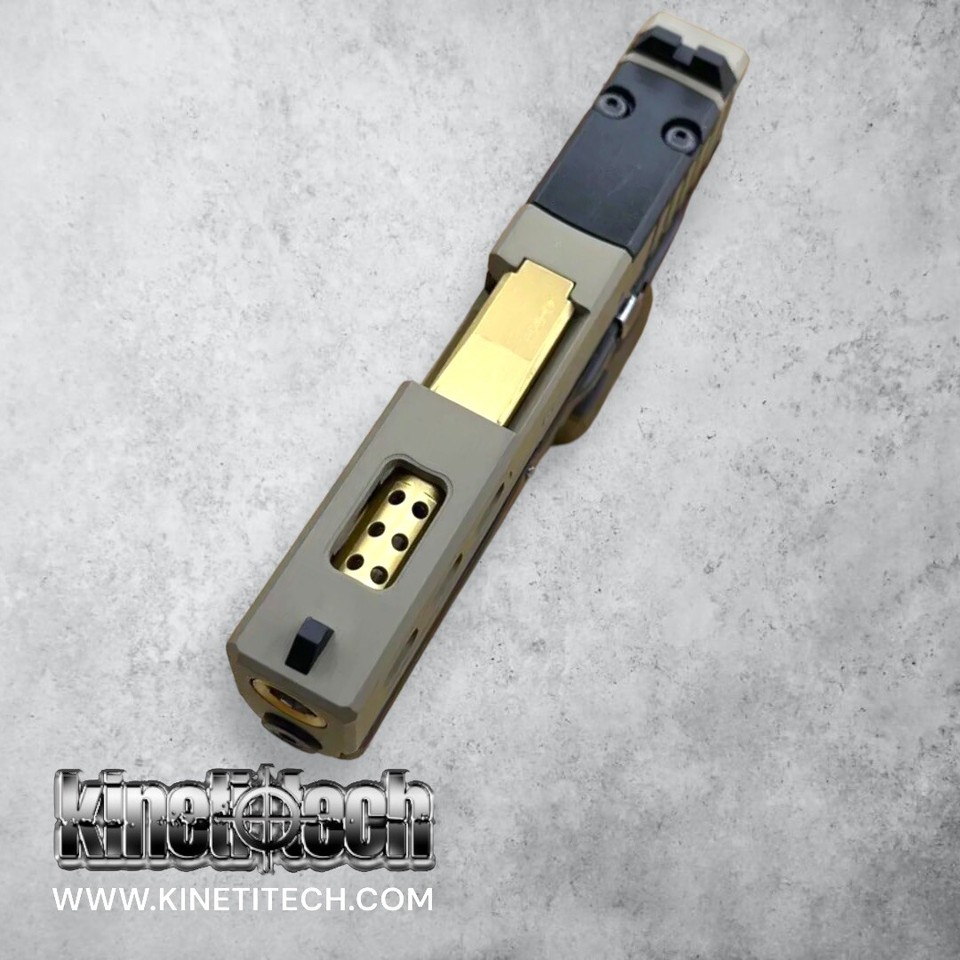 For Glock 43 43x FDE Complete Slide Lighting Ported RMSc PORTED GOLD ...