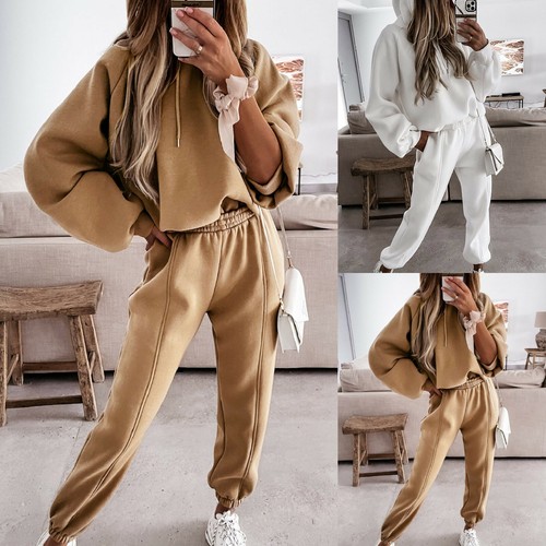 Womens Lounge wear Set Ladies 2 PCS Tracksuits Joggers Oversized Casual ...