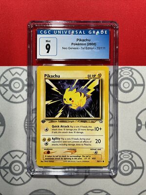 CGC 9 MINT Pikachu 70/111 1st Edition Neo Genesis Pokemon Card 023 PSA ...