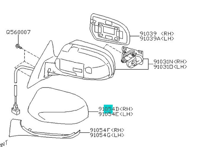 OEM 2010 Subaru Legacy Outback Right SD Outside Mirror Mount Unit ...