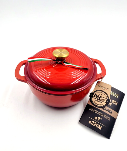 Brandani Italy Traditional Disa Cast Iron Dutch Oven Pot 3.0qt Red NEW ...