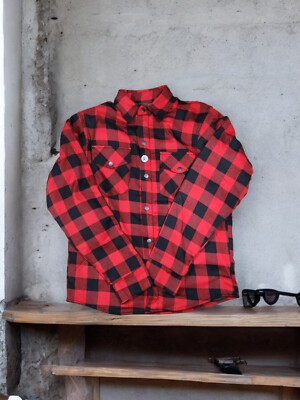 Men’s Biker Motorcycle Checked Flannel Shirt Made With Kevlar, Armour ...