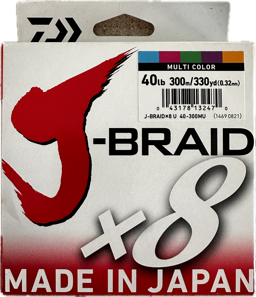 Daiwa J-Braid 300 Meter Multi-Color Line 20 30 40 50 80 LB J-Braid x 8 ...