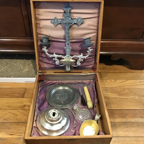 Vintage Antique Jesus Last Rights Sick Call Cross Crucifix Prayer Altar ...