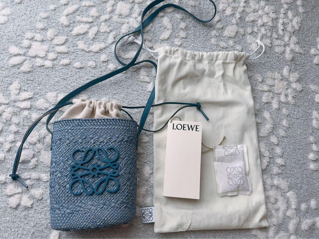 LOEWE Square Pocket Shoulder Basket Bag Blue anagram … - Gem