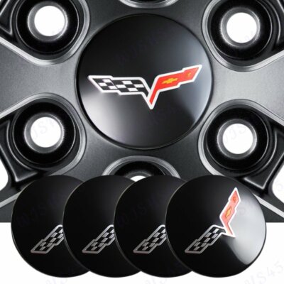 Flag Crossed Wheel Center Hub Caps Fit 2008-2013 C6 2014-2019 C7 ...