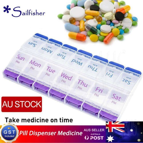14 Slot 7 Day Pill Box Dispenser Medicine Medication Organiser Weekly ...
