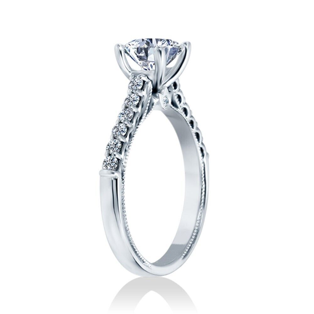 Solid 14k White Gold GIA IGI Certified Real Diamond Wedding Ring Round ...