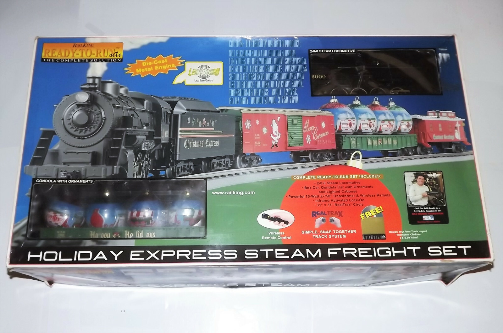 MTH RAIL KING 2000 HOLIDAY EXPRESS STEAM FRIGHT TRAIN SET 2-8-0 ...