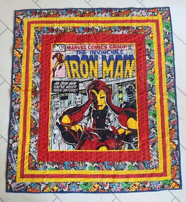 IRON MAN QUILT Marvel Comics #170 Blanket Avengers Huge 56" Clean MCU ...