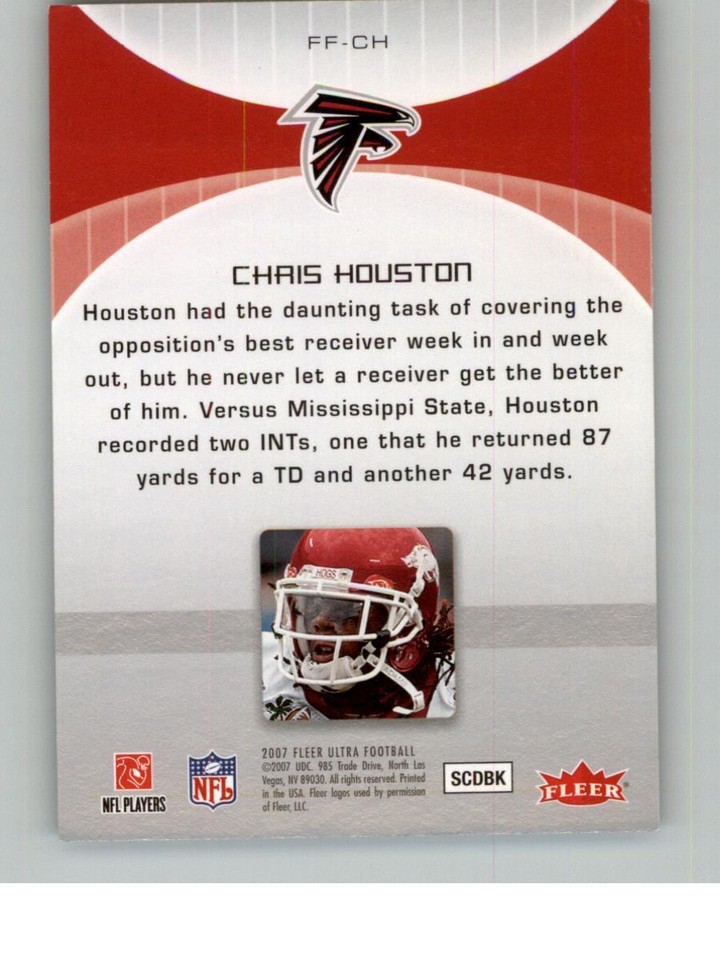 2007 Ultra Chris Houston FF-CH Fresh Faces Atlanta Falcons | eBay