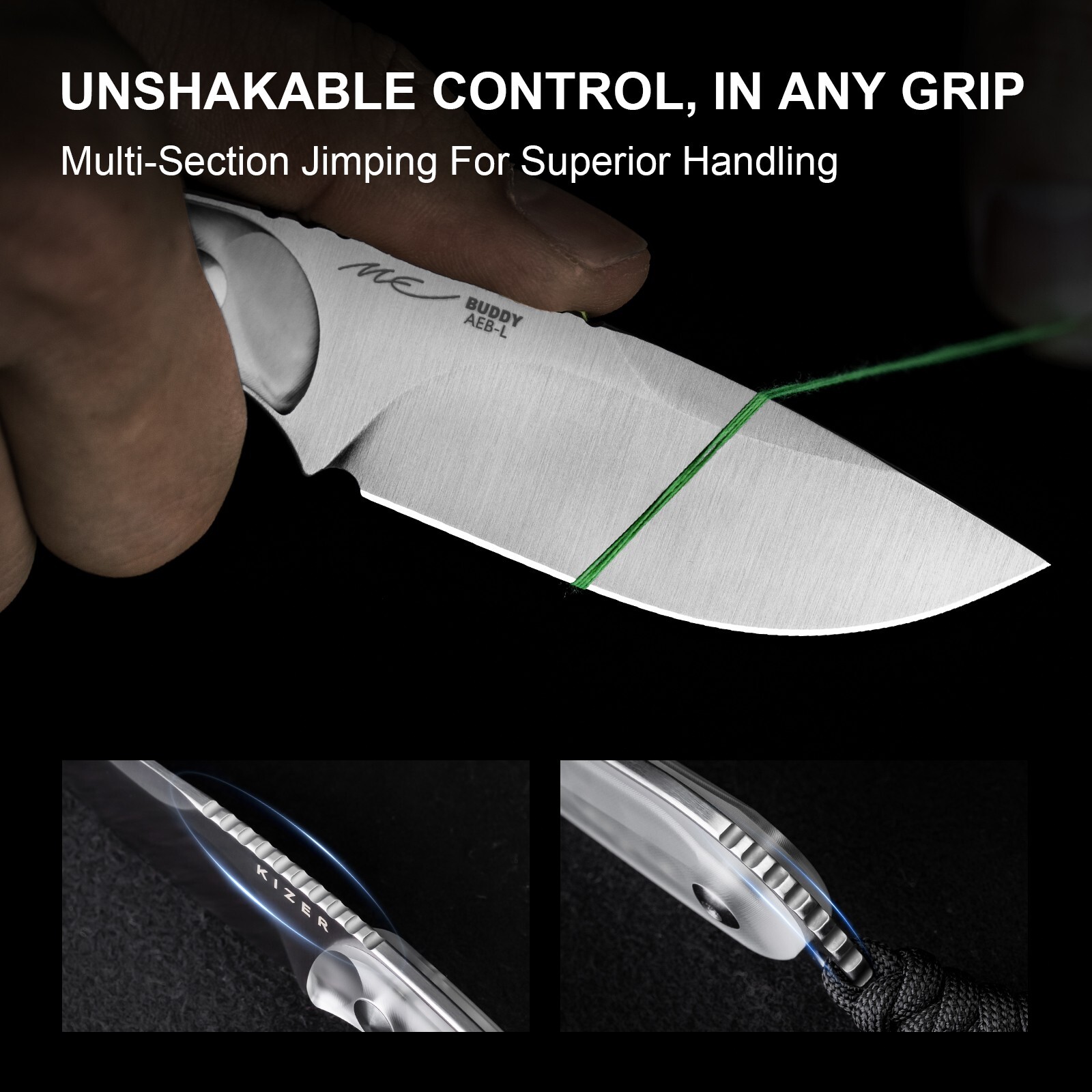 Kizer Buddy Fixed Knife EDC Compact AEB-L Blade Acrylic Handle Drop ...