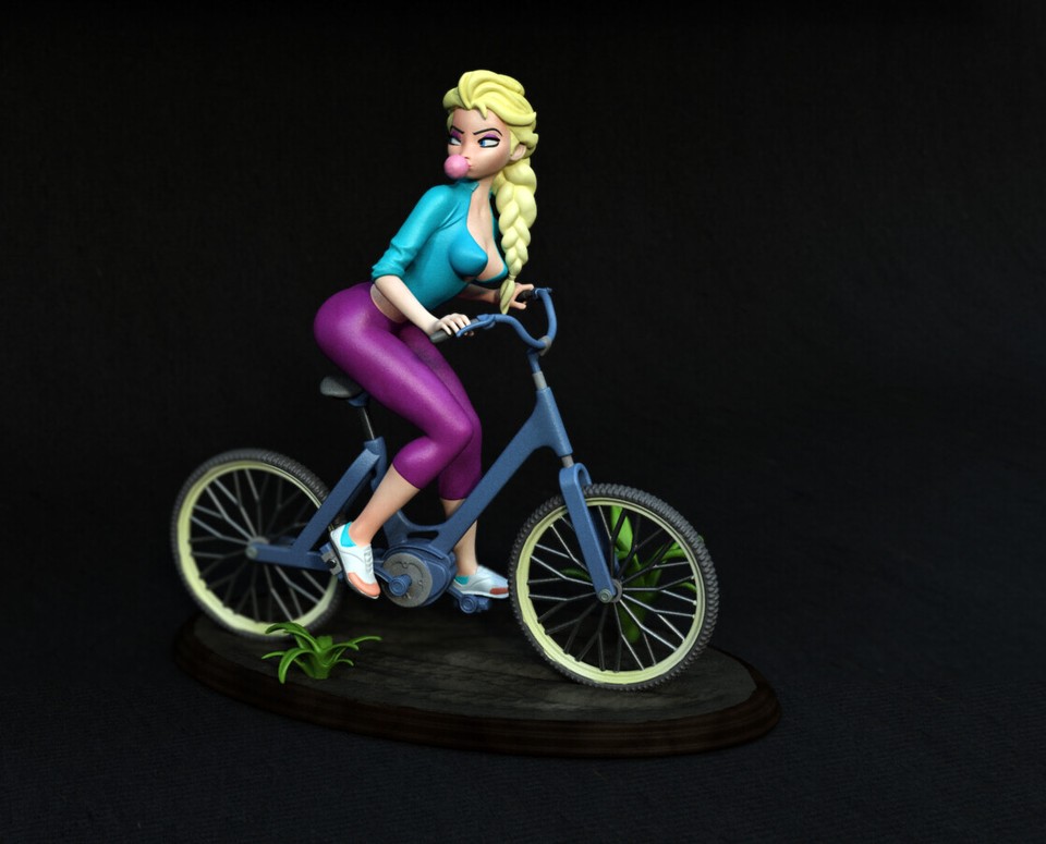 1/24 Scale Resin Figure Model Princess Elsa Bike Kit Unassembled Unpainted Toy | eBay