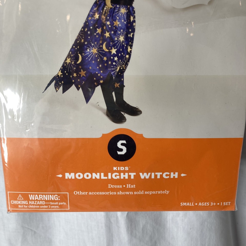 Kids Navy Moonlight Witch Halloween Costume with Hat Small 4-6 Wizard ...